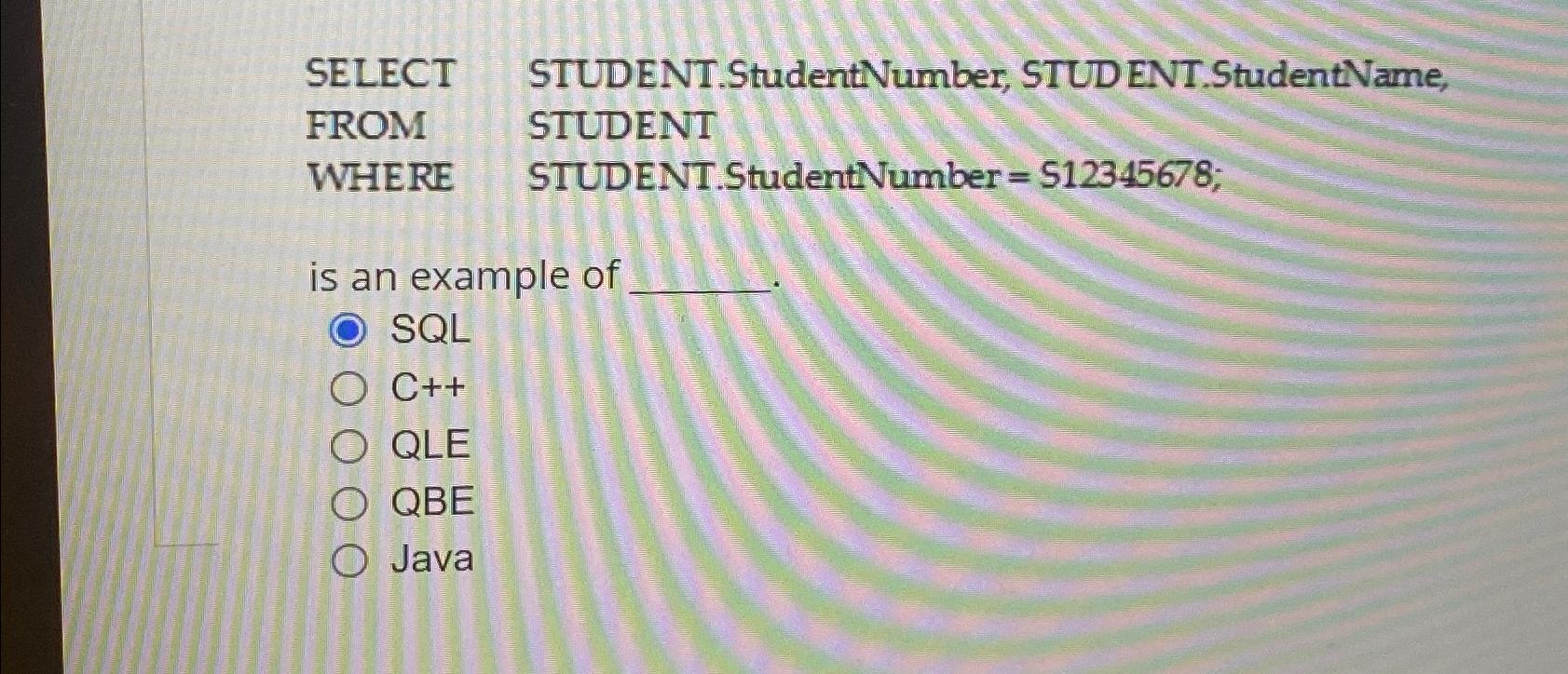 Solved SELECT STUDENT.StudentNumber, | Chegg.com