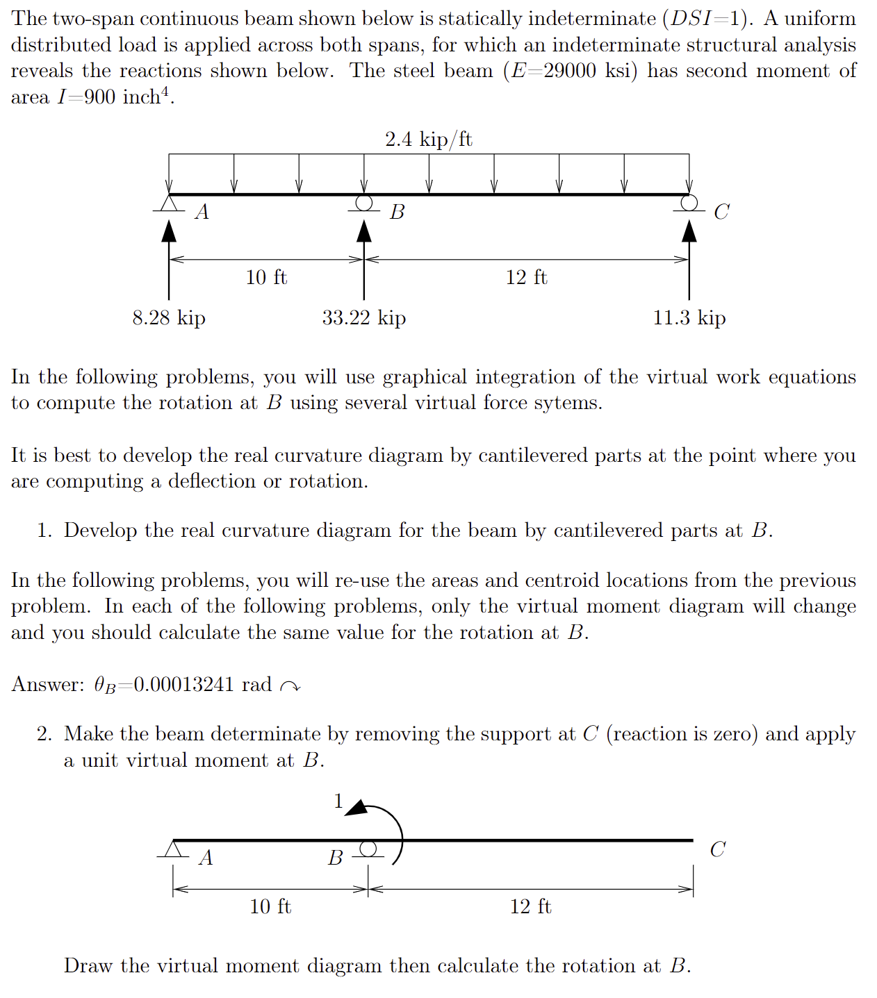 Solved Just question 2 ﻿pleaseThe two-span continuous beam | Chegg.com