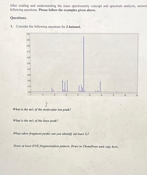 Solved After reading and understanding the mass spectrometry | Chegg.com
