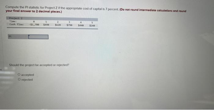 Solved Compute the PI statistic for Project Z if the | Chegg.com
