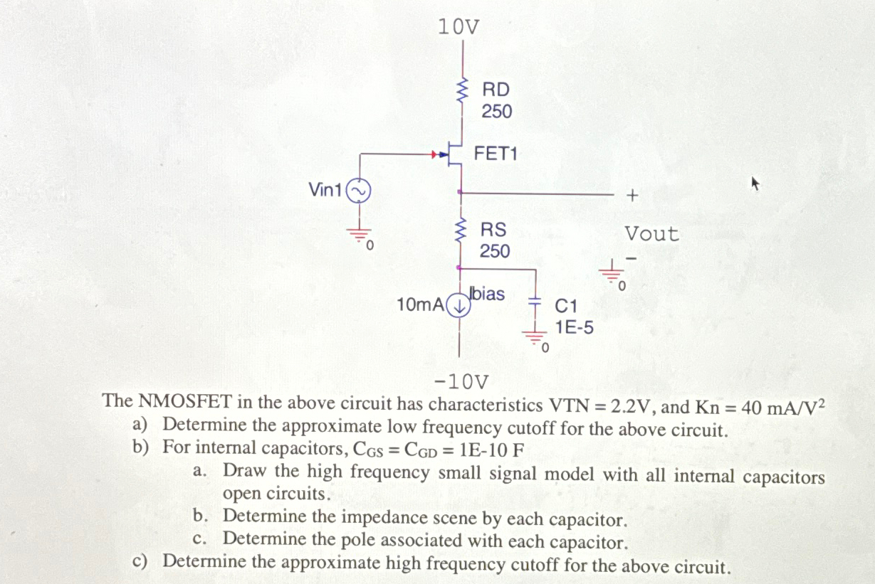 The NMOSFET in the above circuit has characteristics | Chegg.com