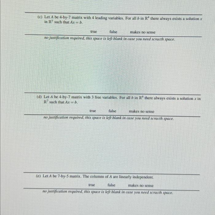 Solved 10. (10 points) No justification required. True or | Chegg.com