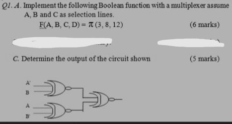 Solved sume Q1. A. Implement the following Boolean function | Chegg.com