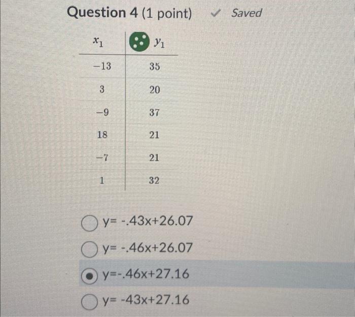 Question 4 (1 point) ::2₁ XI -13 3 -9 mom 7 1 35 20 | Chegg.com