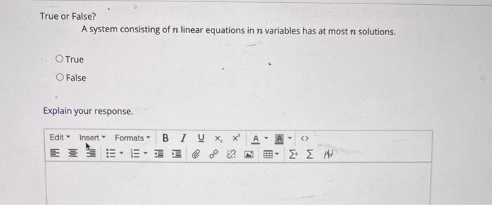Solved True or False? A system consisting of n linear | Chegg.com
