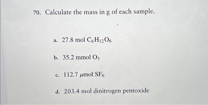 Solved 68. Calculate the formula mass for each compound. a. | Chegg.com