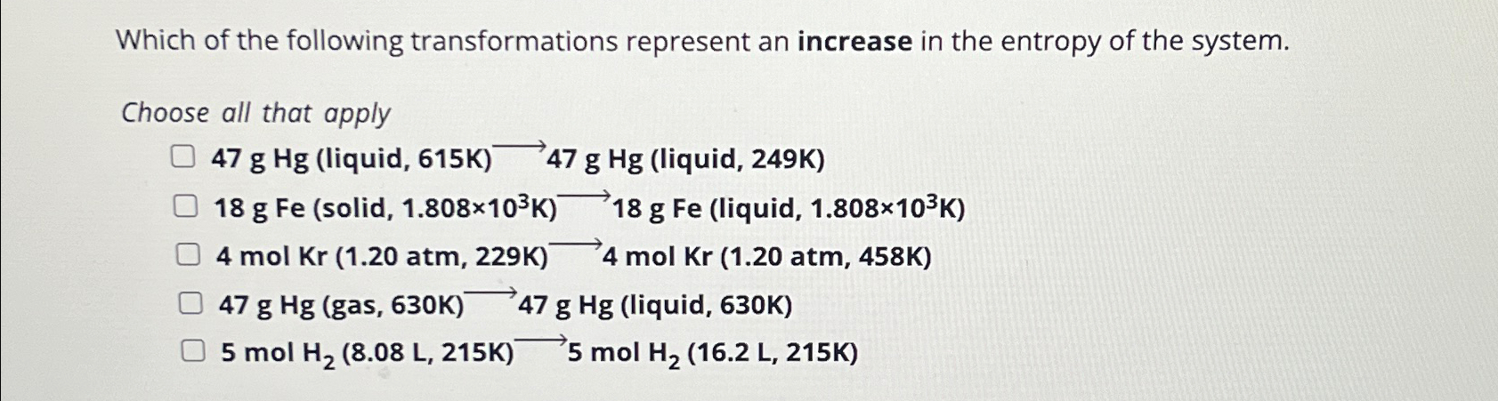 Solved Which of the following transformations represent an | Chegg.com