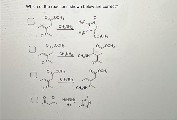 Solved Which of the reactions shown below are correct? 0: | Chegg.com