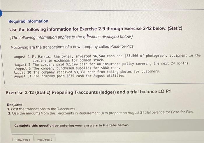 Solved Required information Use the following information | Chegg.com
