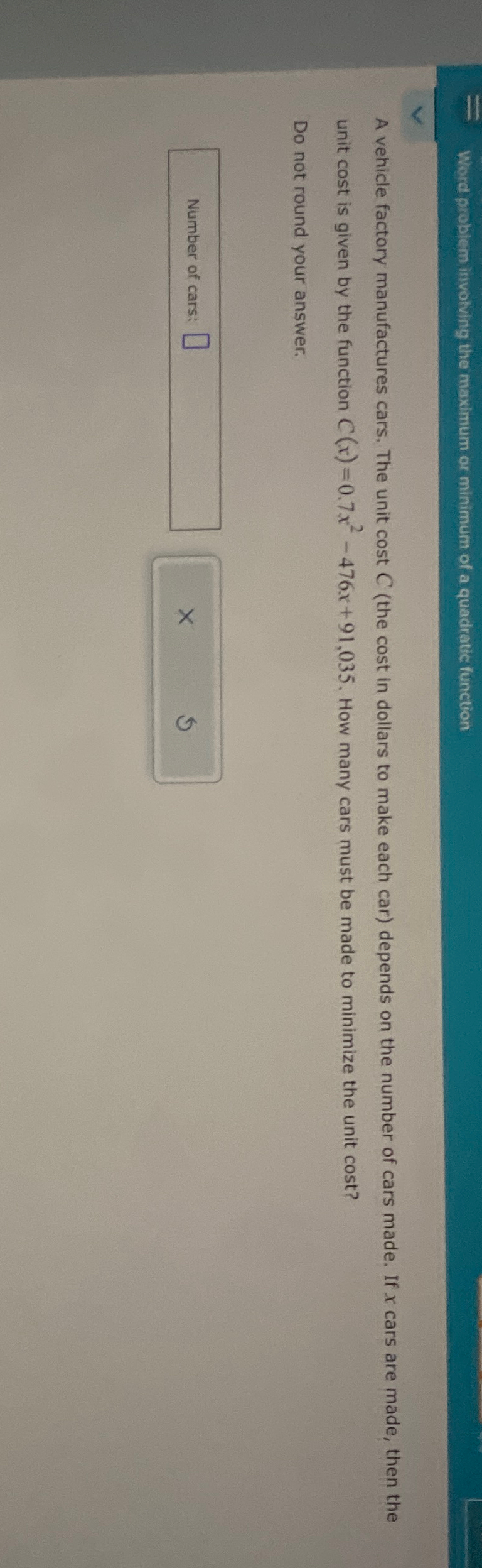 Solved Word problem involving the maximum or minimum of a | Chegg.com