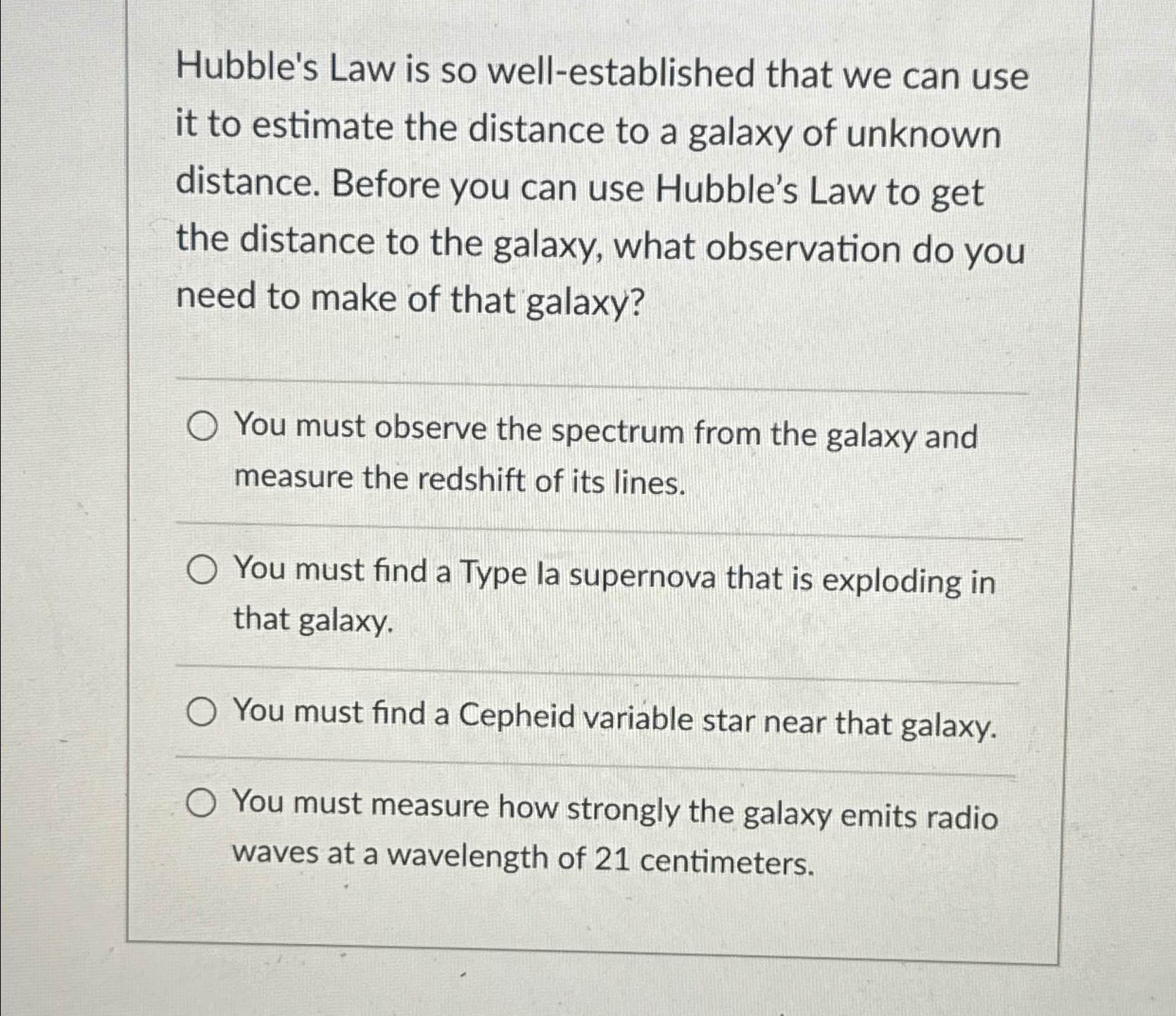 Solved Hubble's Law is so well-established that we can use | Chegg.com