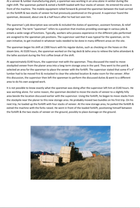 Solved At a veneer & lumber manufacturing plant, a spareman | Chegg.com