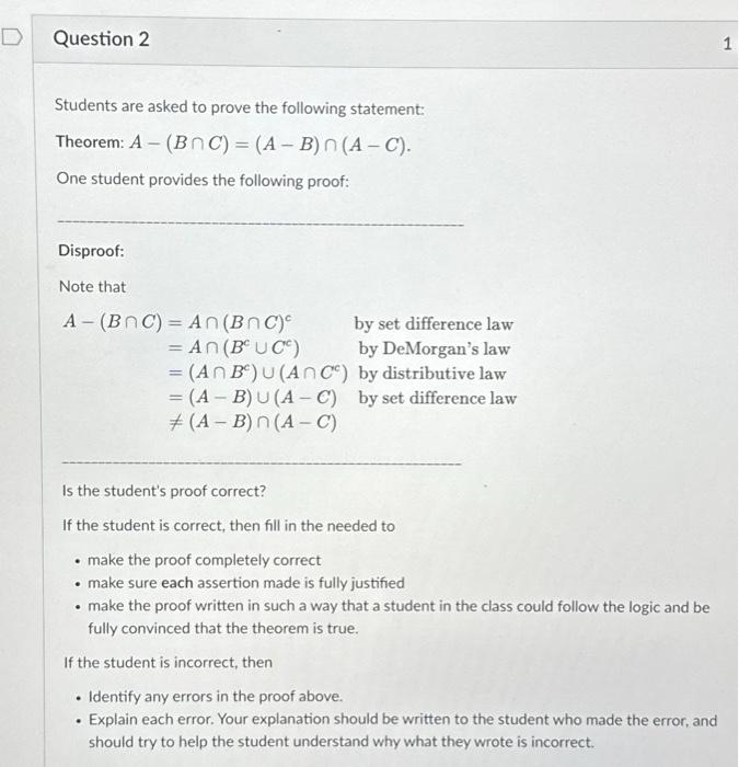 Solved Students are asked to prove the following statement: | Chegg.com