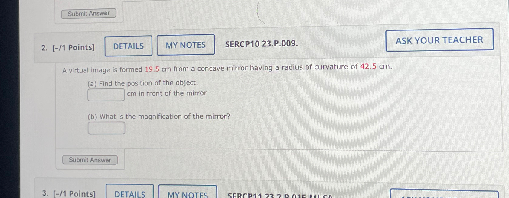 Solved [-/1 ﻿Points] ﻿SERCP10 23.P.009.A virtual image is | Chegg.com