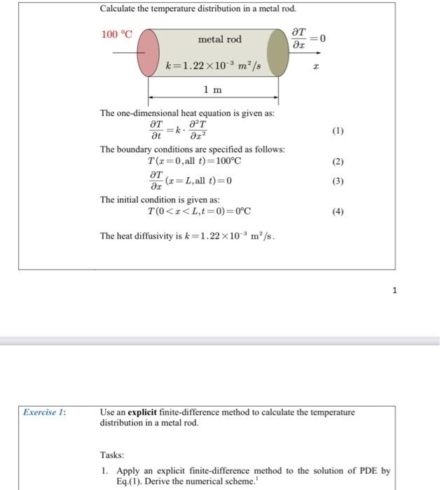 Solved Calculate the temperature distribution in a metal | Chegg.com