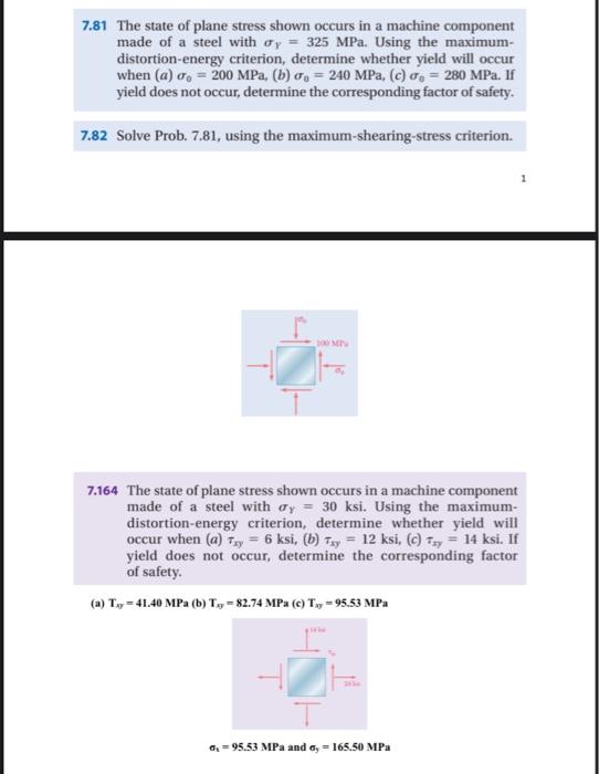 Solved 7.81 The state of plane stress shown occurs in a | Chegg.com