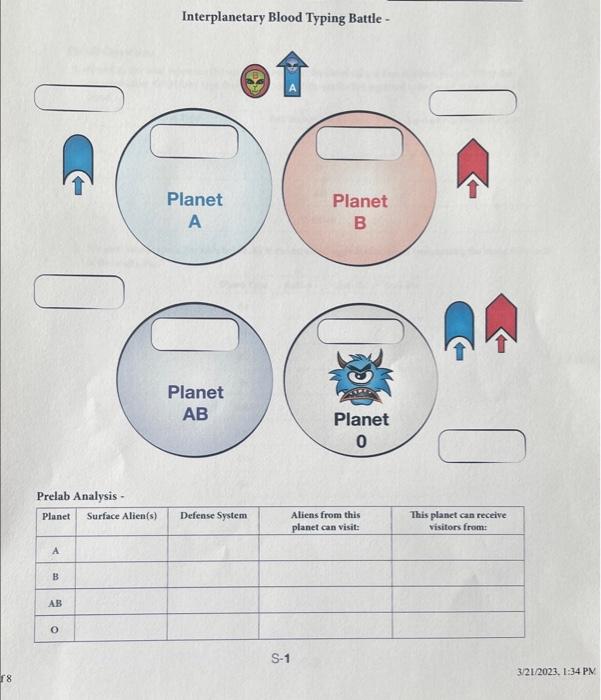 Interplanetary Blood Typing Battle 1. Once upon a | Chegg.com