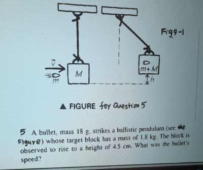 Solved FIGURE for Qrestion 55 ﻿A bullet, mass 18g. ﻿strikes | Chegg.com