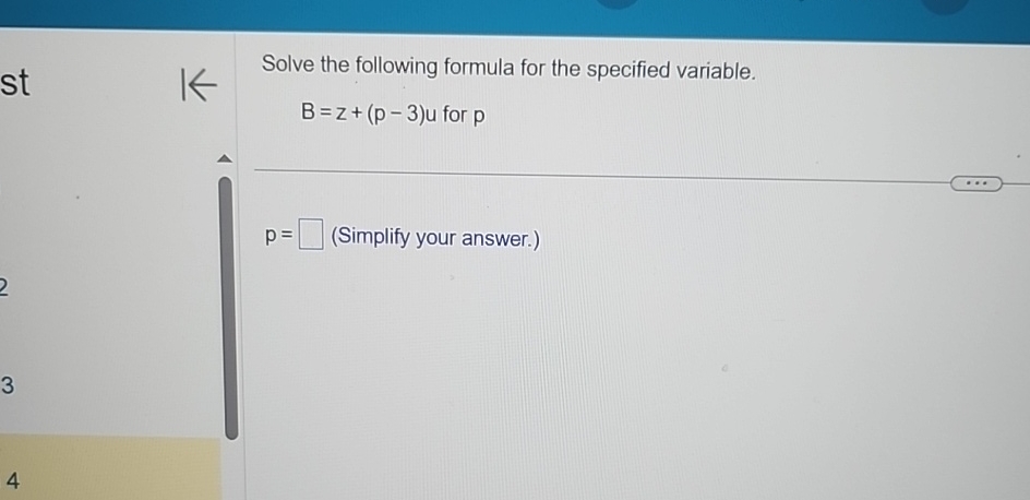 Solved Solve the following formula for the specified | Chegg.com