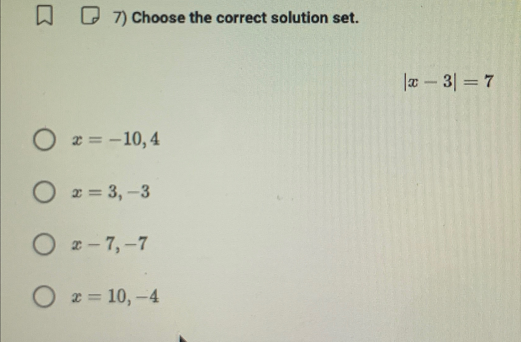 Solved Choose the correct solution | Chegg.com