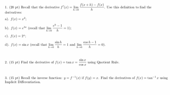 Solved f(x+h)-f(x) 2. Use this definition to find the h 1. | Chegg.com