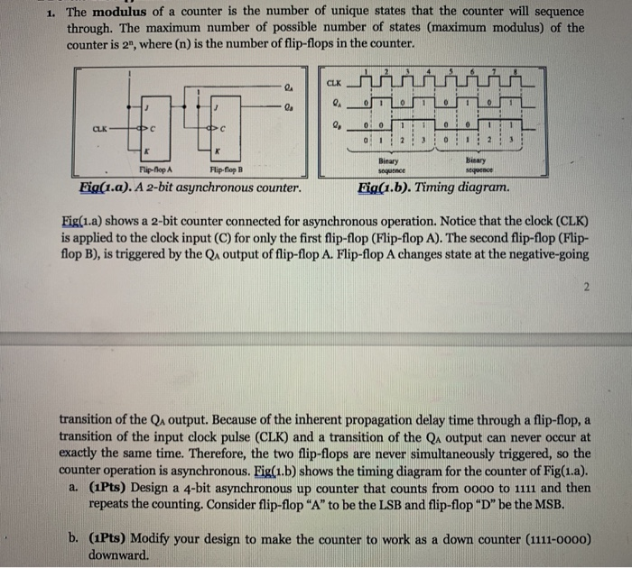 Solved 1. The modulus of a counter is the number of unique | Chegg.com
