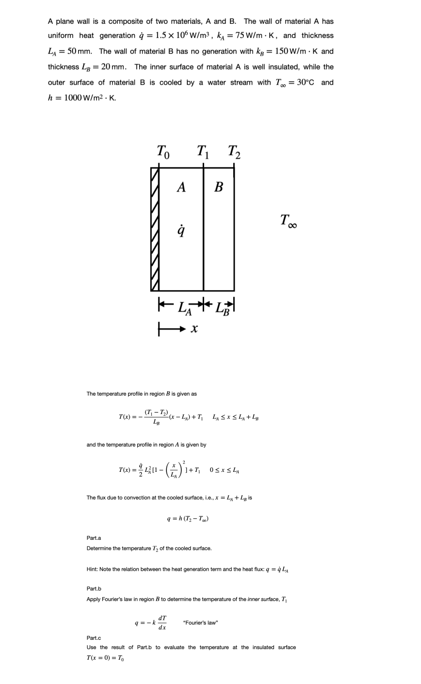 Solved A plane wall is a composite of two materials, A and | Chegg.com