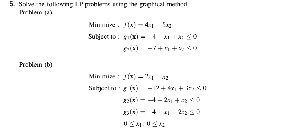 Solved 5. Solve the following LP problems using the | Chegg.com