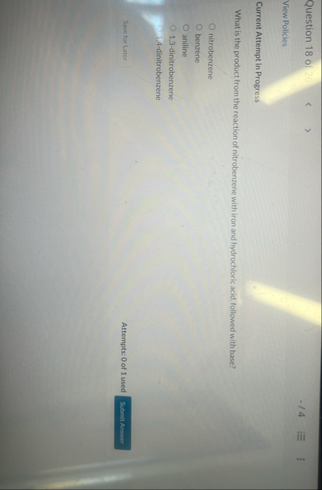 Solved Question 18 ﻿ofView PoliciesCurrent Attempt in | Chegg.com