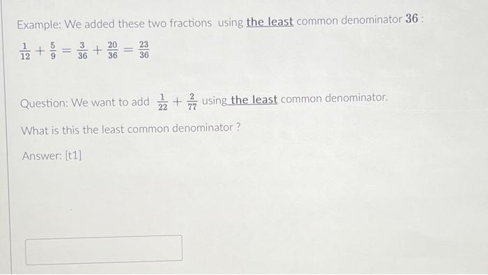 Solved Example: We added these two fractions using the least | Chegg.com