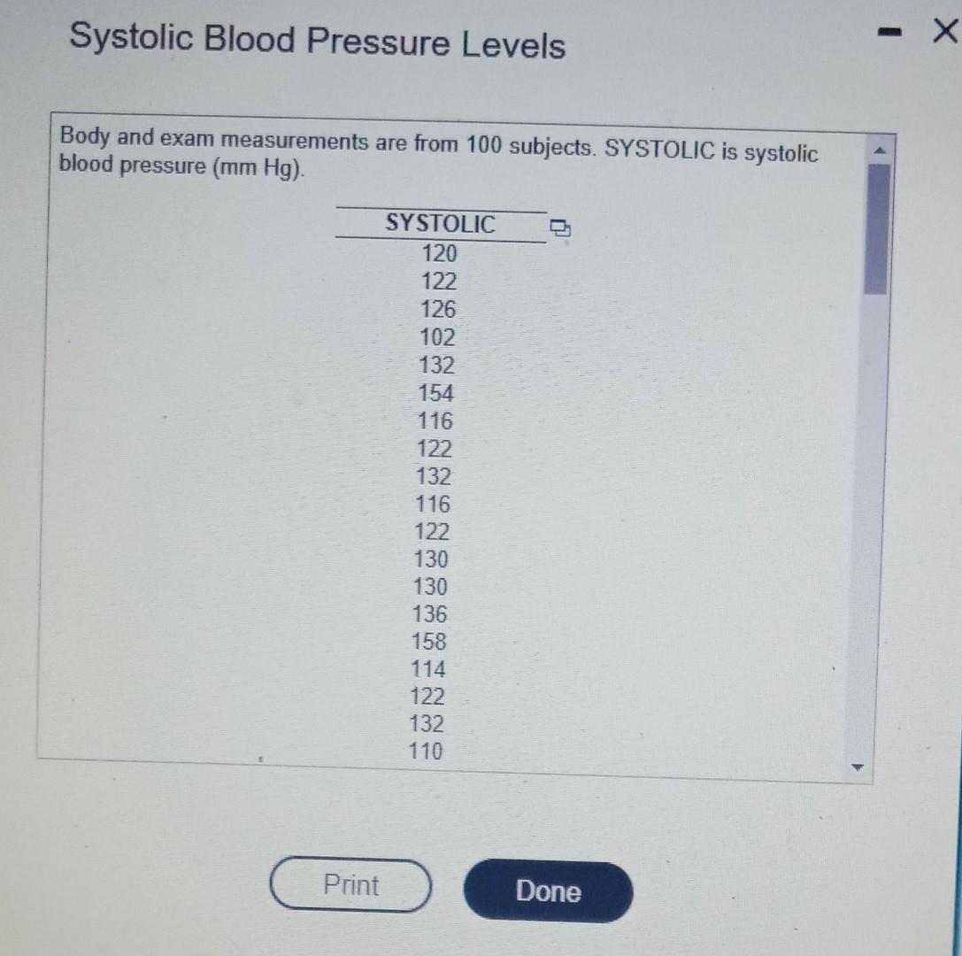 Solved Systolic blood pressure levels above 120 mmHg are | Chegg.com