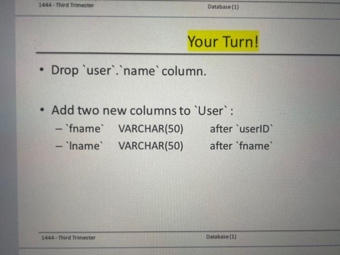 Solved - Create 'calendarDB' database in your workbench | Chegg.com