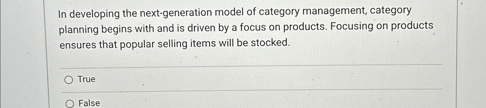 Solved In developing the next-generation model of category | Chegg.com