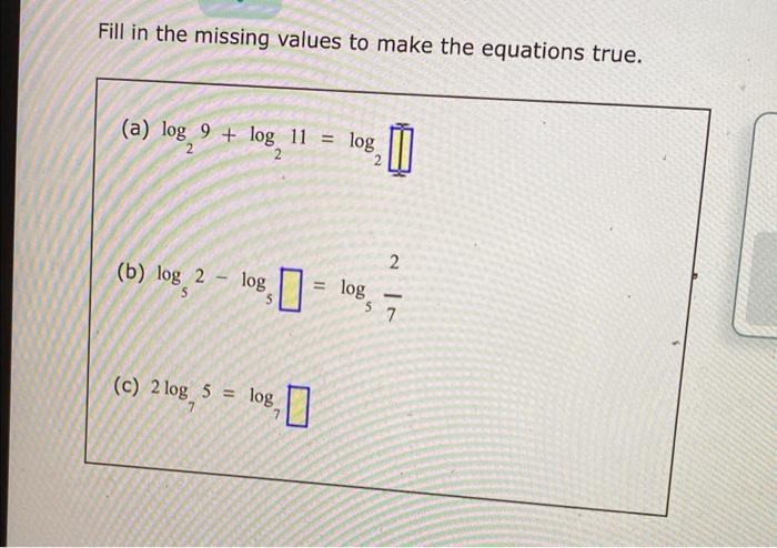 Solved Fill in the missing values to make the equations | Chegg.com