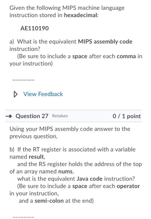 Solved Use the following MIPS assembly instruction: addi | Chegg.com