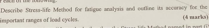 Solved Describe Stress-life Method for fatigue analysis and | Chegg.com