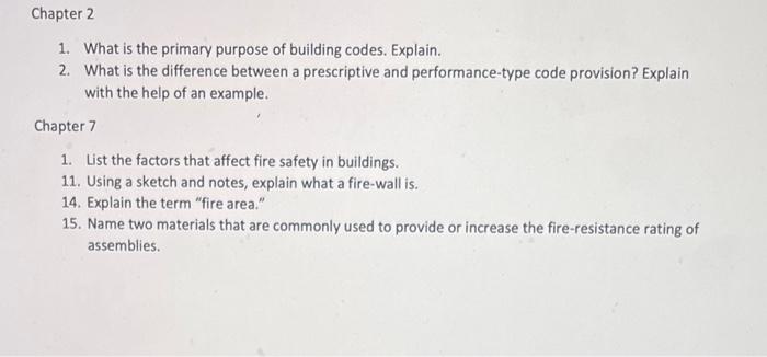 Solved 1. What is the primary purpose of building codes. | Chegg.com