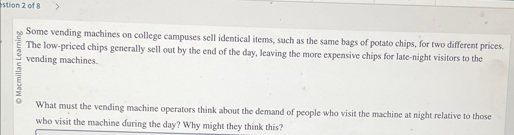 Solved stion 2 ﻿of 8Some vending machines on college | Chegg.com