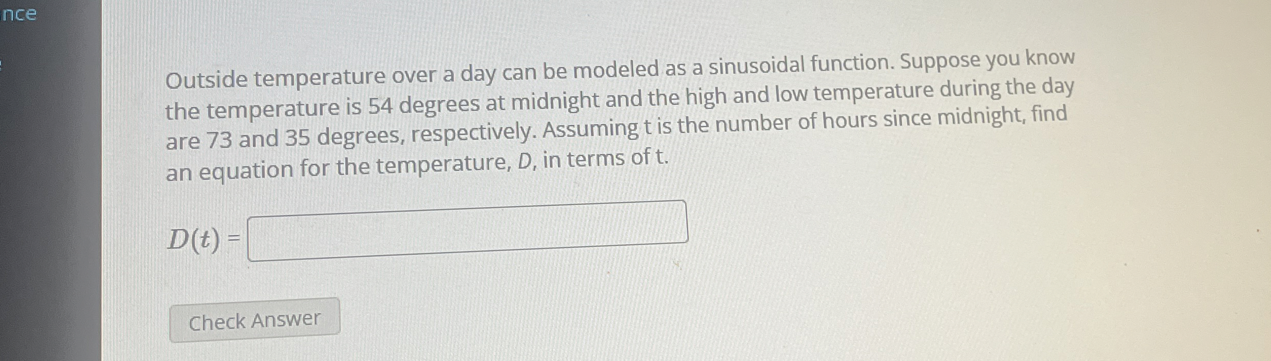 Solved Outside temperature over a day can be modeled as a | Chegg.com