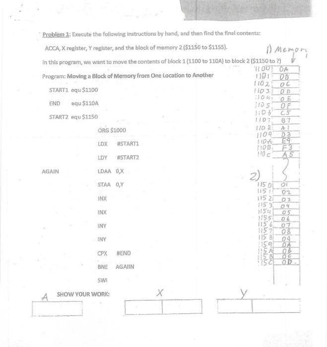 Solved Problem 1: Execute the following instructions by | Chegg.com