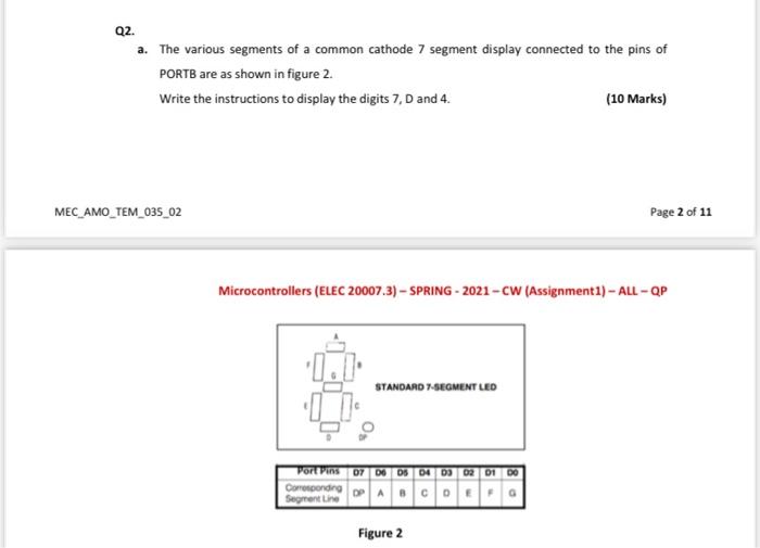 Solved Q2. a. The various segments of a common cathode 7 | Chegg.com