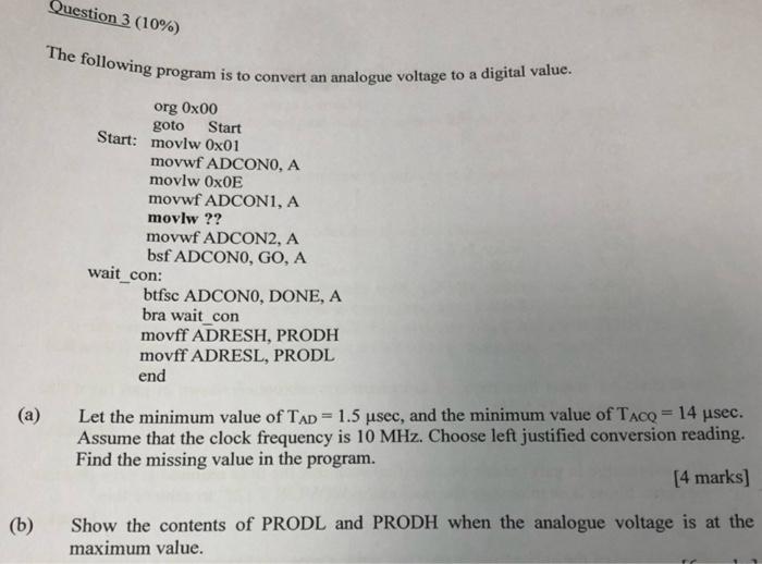 Solved The following program is to convert an analogue | Chegg.com