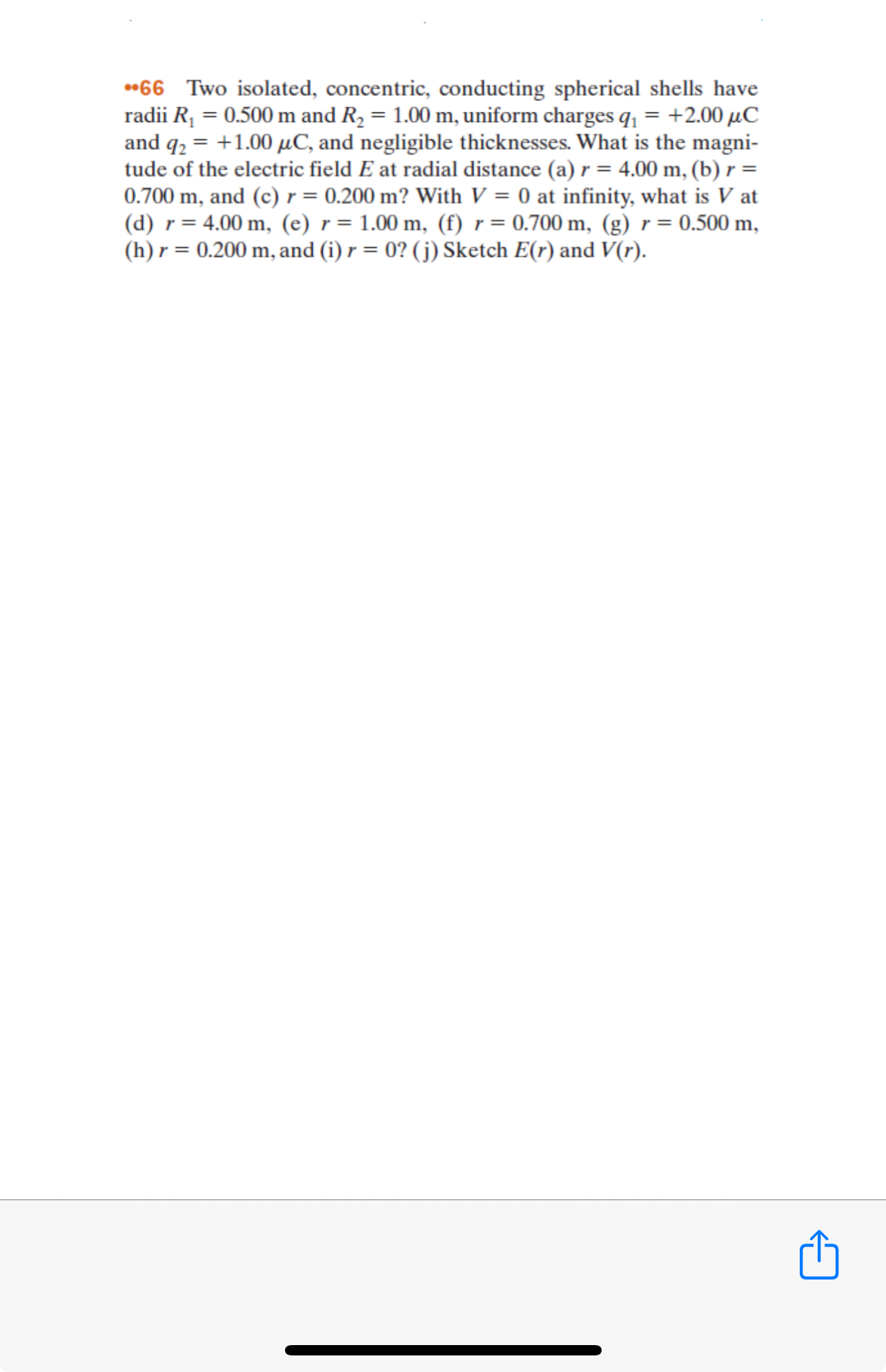 Solved *066 ﻿Two isolated, concentric, conducting spherical | Chegg.com