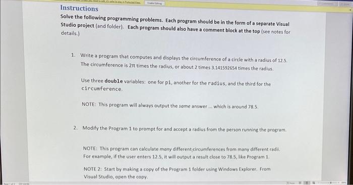 Solved what is the program for second one. its visual studio | Chegg.com