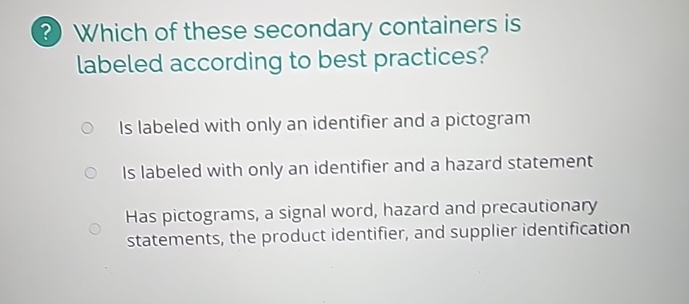 Solved Which of these secondary containers is labeled | Chegg.com