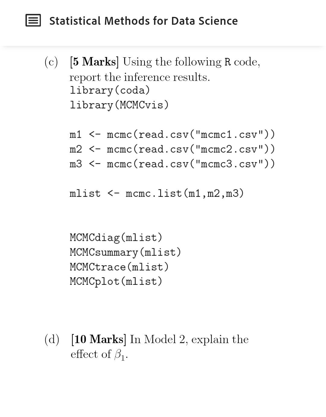 Solved Statistical Methods for Data Science 4. [45 Marks | Chegg.com