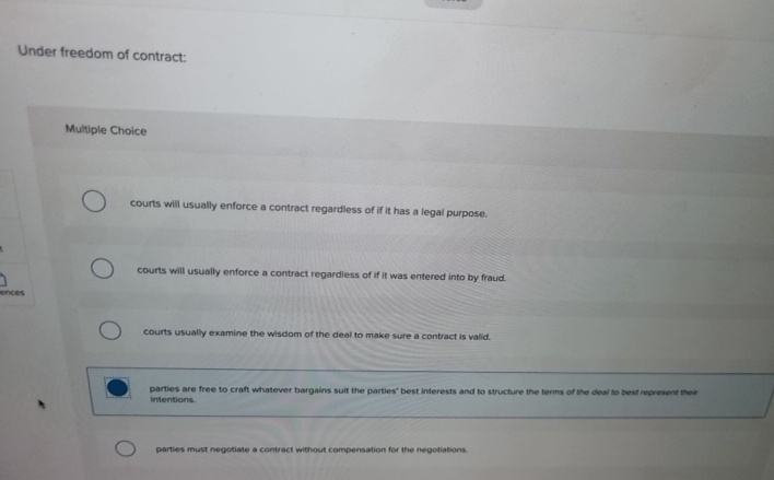Solved Under freedom of contract:Multiple Choicecourts will | Chegg.com