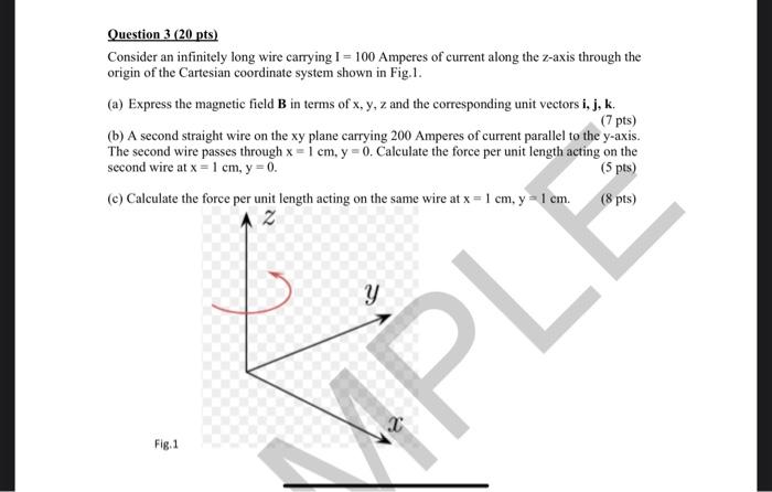 Question 3 (20 pts) Consider an infinitely long wire | Chegg.com