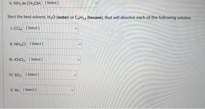 Solved Identify the major type of solute-solvent | Chegg.com