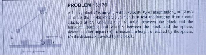 Solved A 1.1- kg block B is mowing with a velocity v0 of | Chegg.com